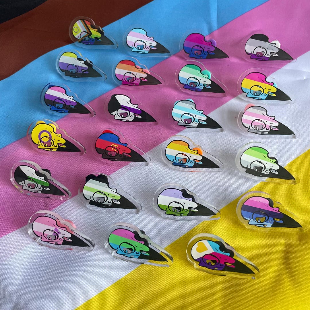 Pride Raven Skull Pins | Pride Lgbt+ Vulture Culture Acrylic Pin - Etsy