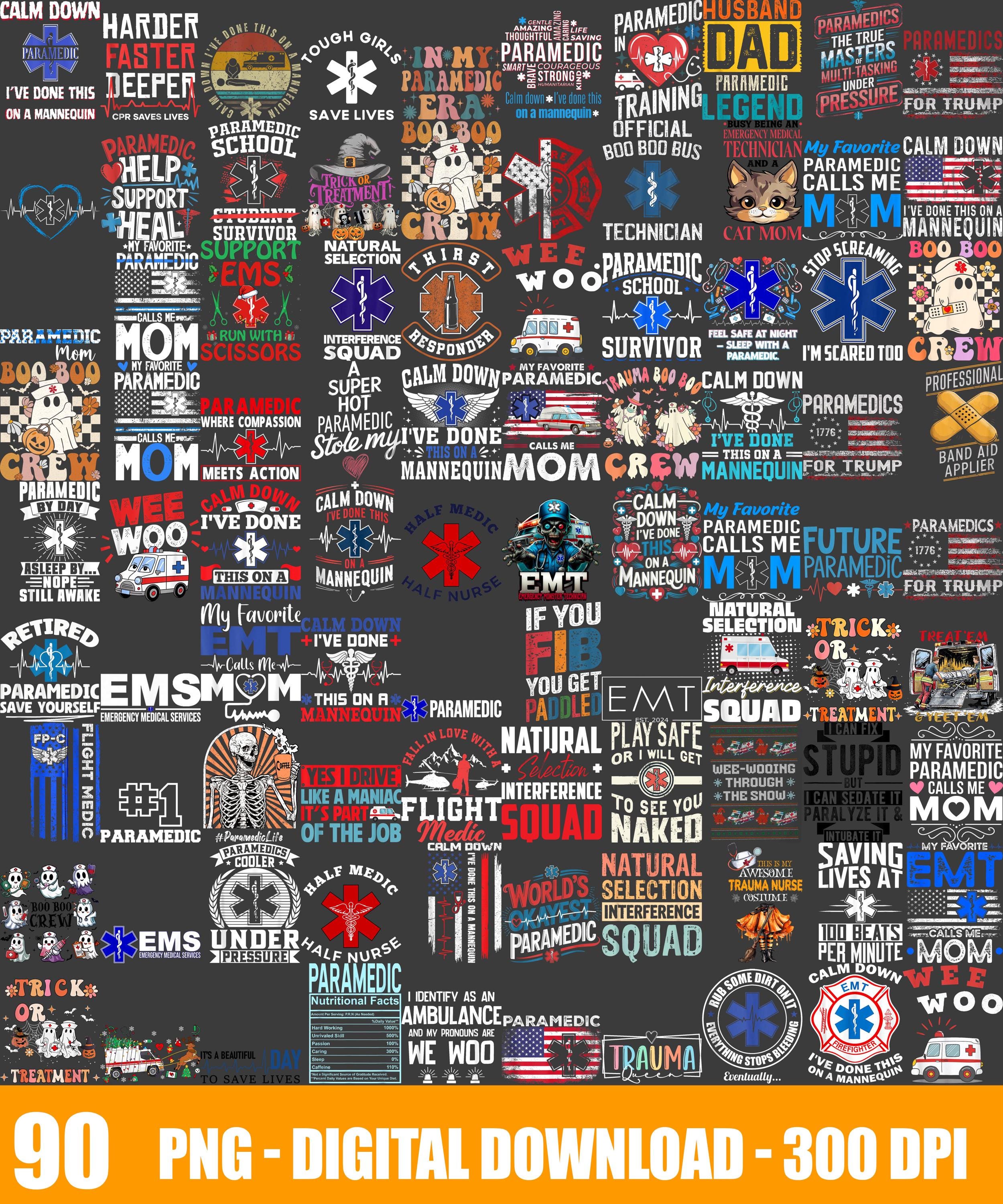 Paramedic Png Bundle, EMT Png, Emergency Tech Png, Retro Groovy Floral ...