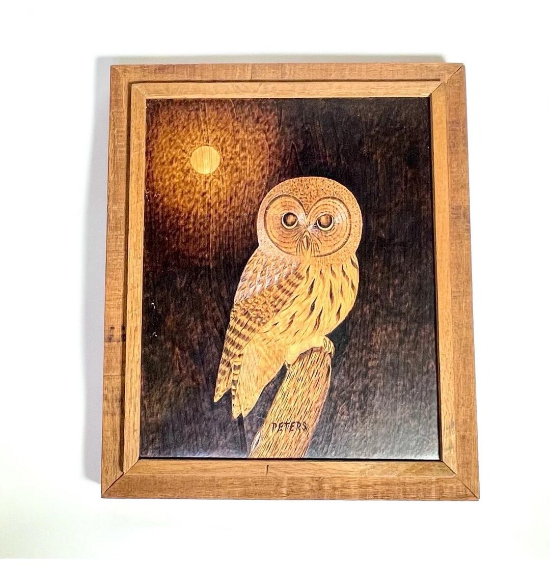 Vintage Bert Peter's Owl Pyrography Art, Signed, 1978 - Etsy