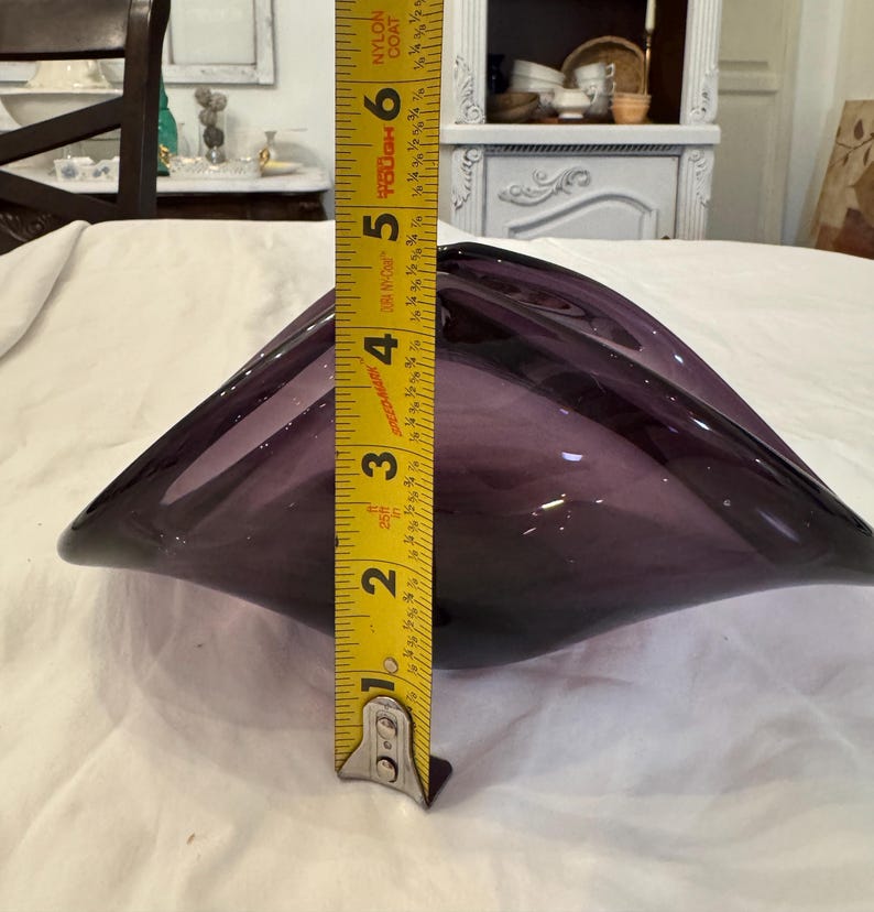 Vintage Murano White Cristal Art Glass Made in Italy Purple With Swirl ...