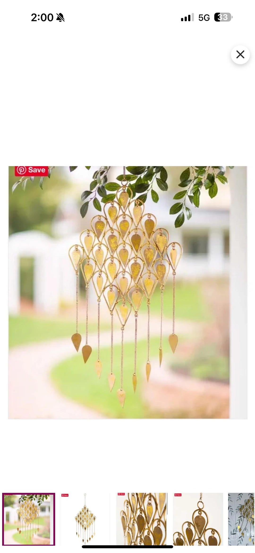 Vintage Golden Teardrop Wind Chime/garden Accent - Etsy