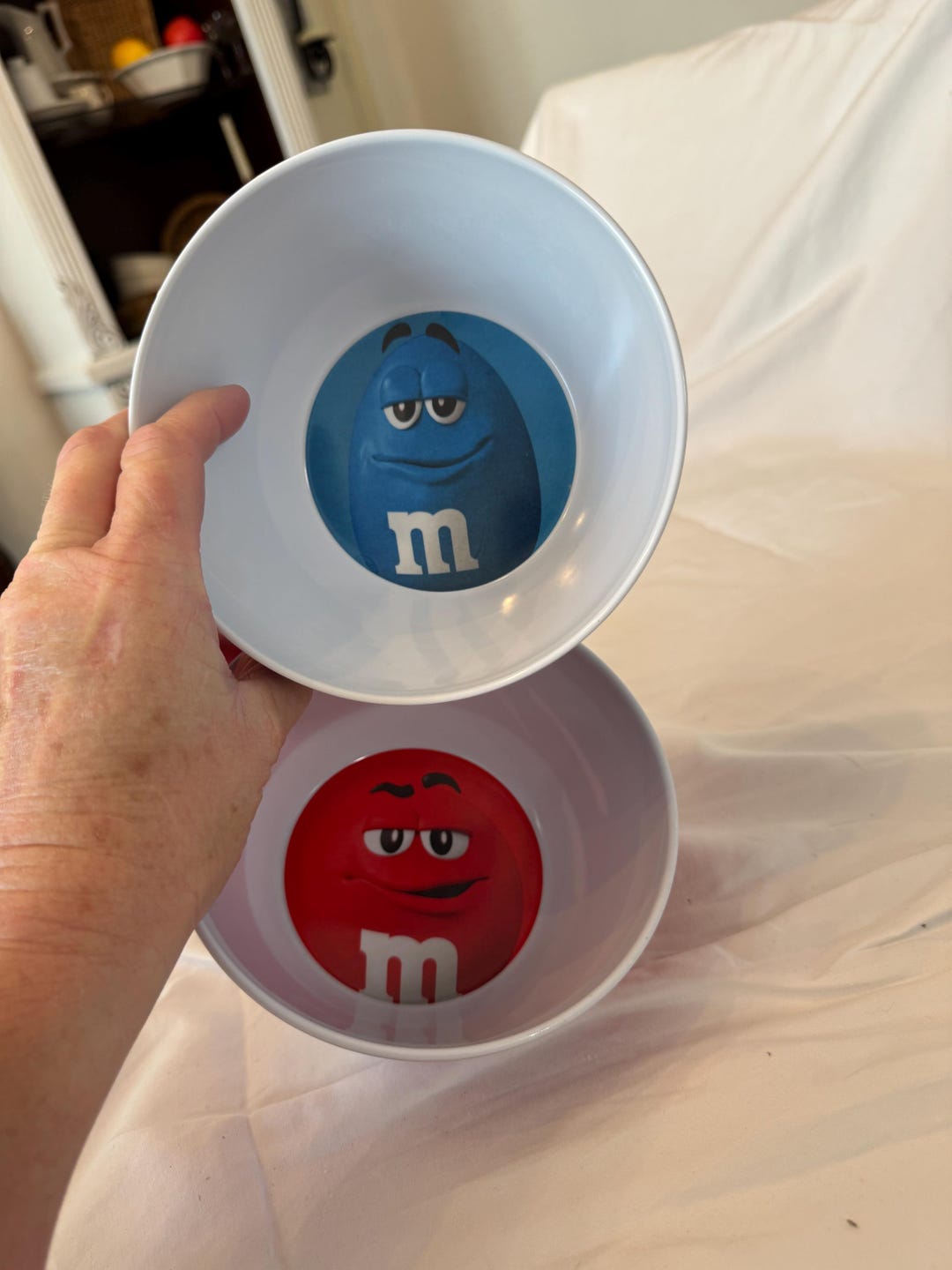 N&m Logo Face Bowl. Set of Two 2. Red and Blue. - Etsy