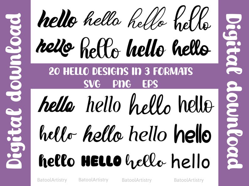Hello Svg Bundle Hello Door Sign Svg Hello Sign Svg Hello Flourish Svg ...