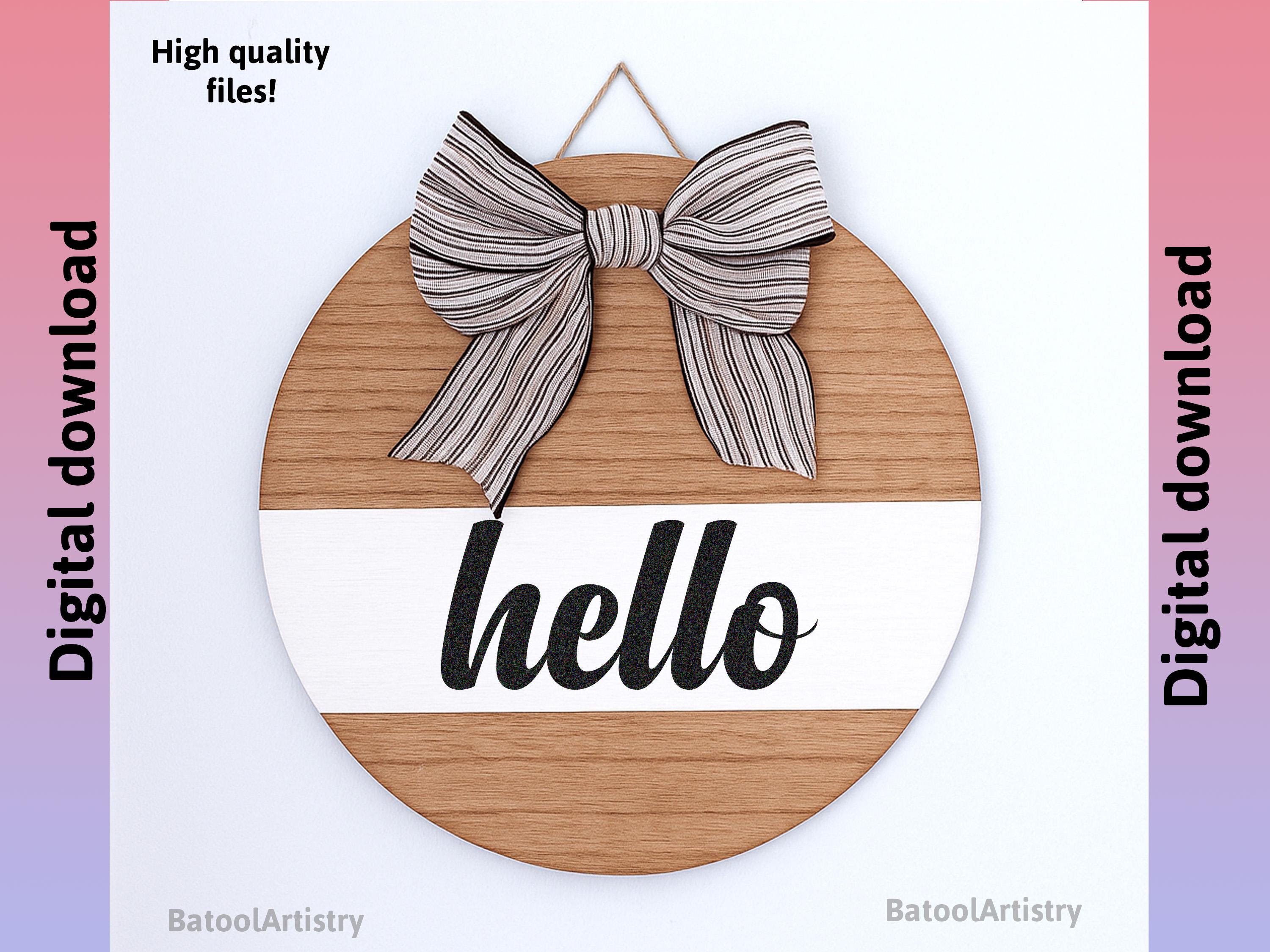 Hello Svg Bundle Hello Door Sign Svg Hello Sign Svg Hello Flourish Svg Hello Laser Cut File ...
