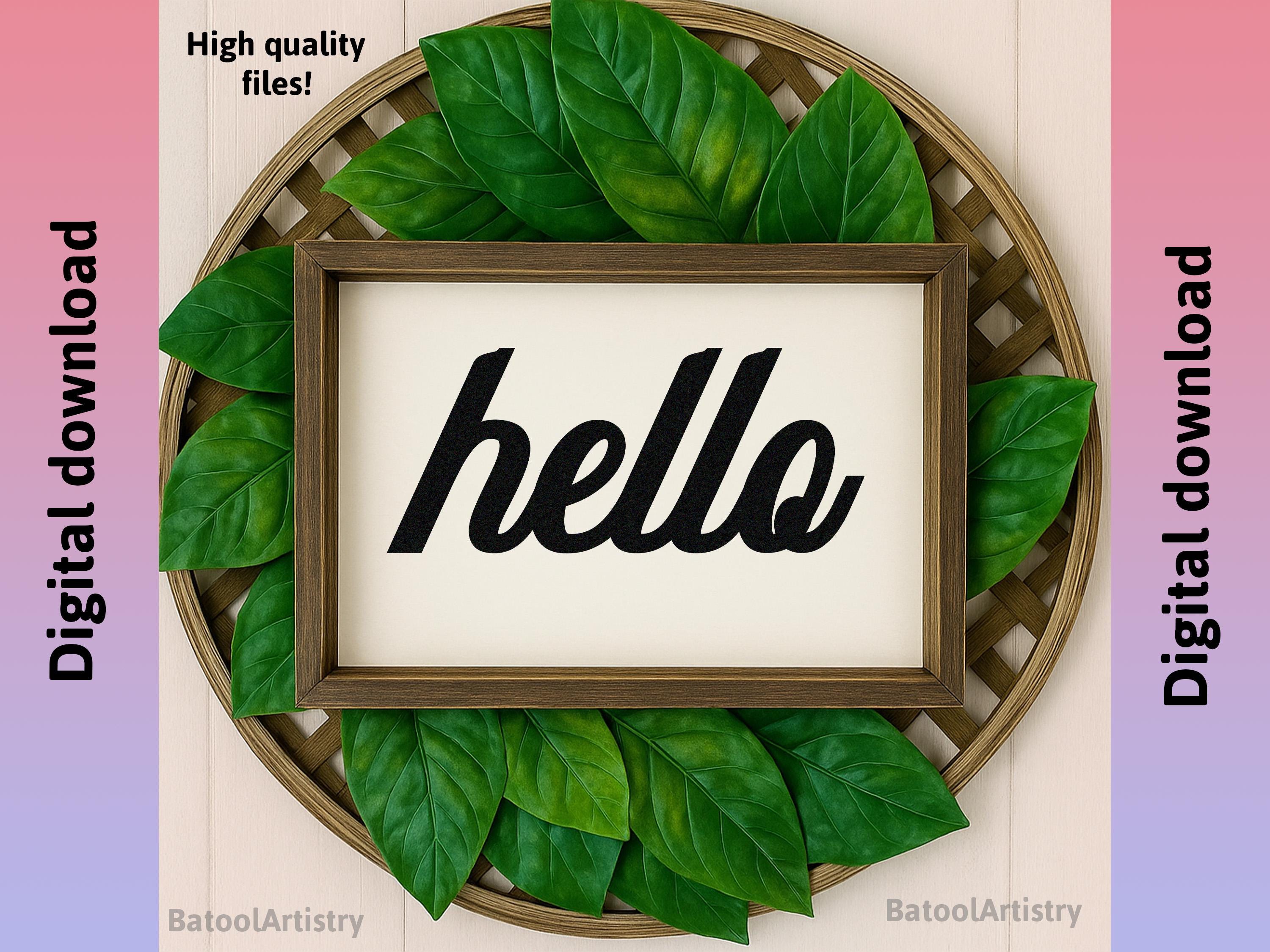 Hello Svg Bundle Hello Door Sign Svg Hello Sign Svg Hello Flourish Svg Hello Laser Cut File ...