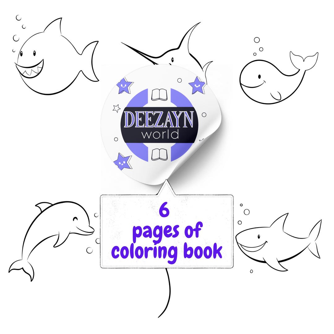Digital Water Animal- 1 Coloring Book for Kids 2-6 Age - Etsy