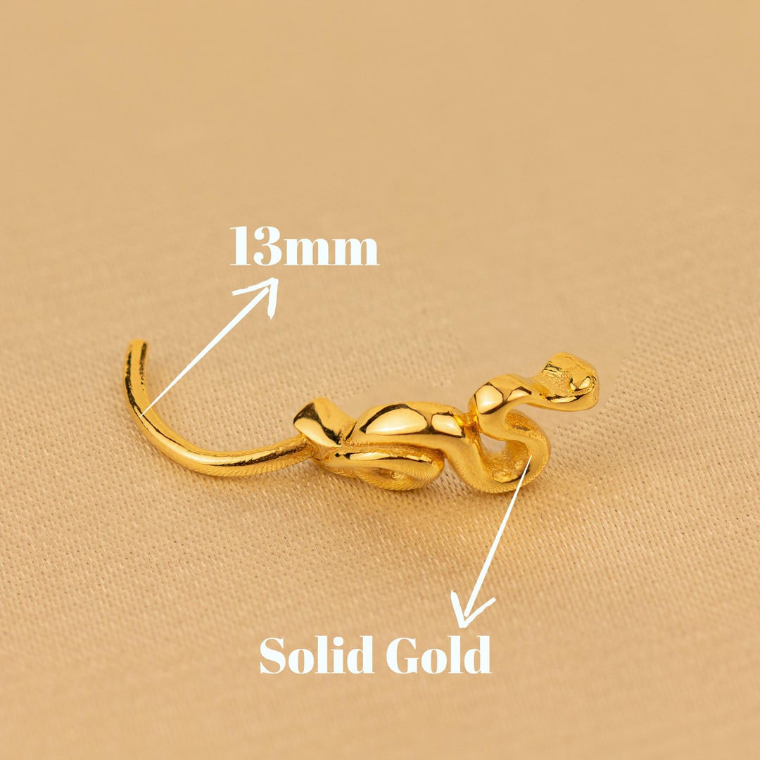 14K Gold Snake Belly Ring – Handmade Navel Piercing (13mm) - Etsy