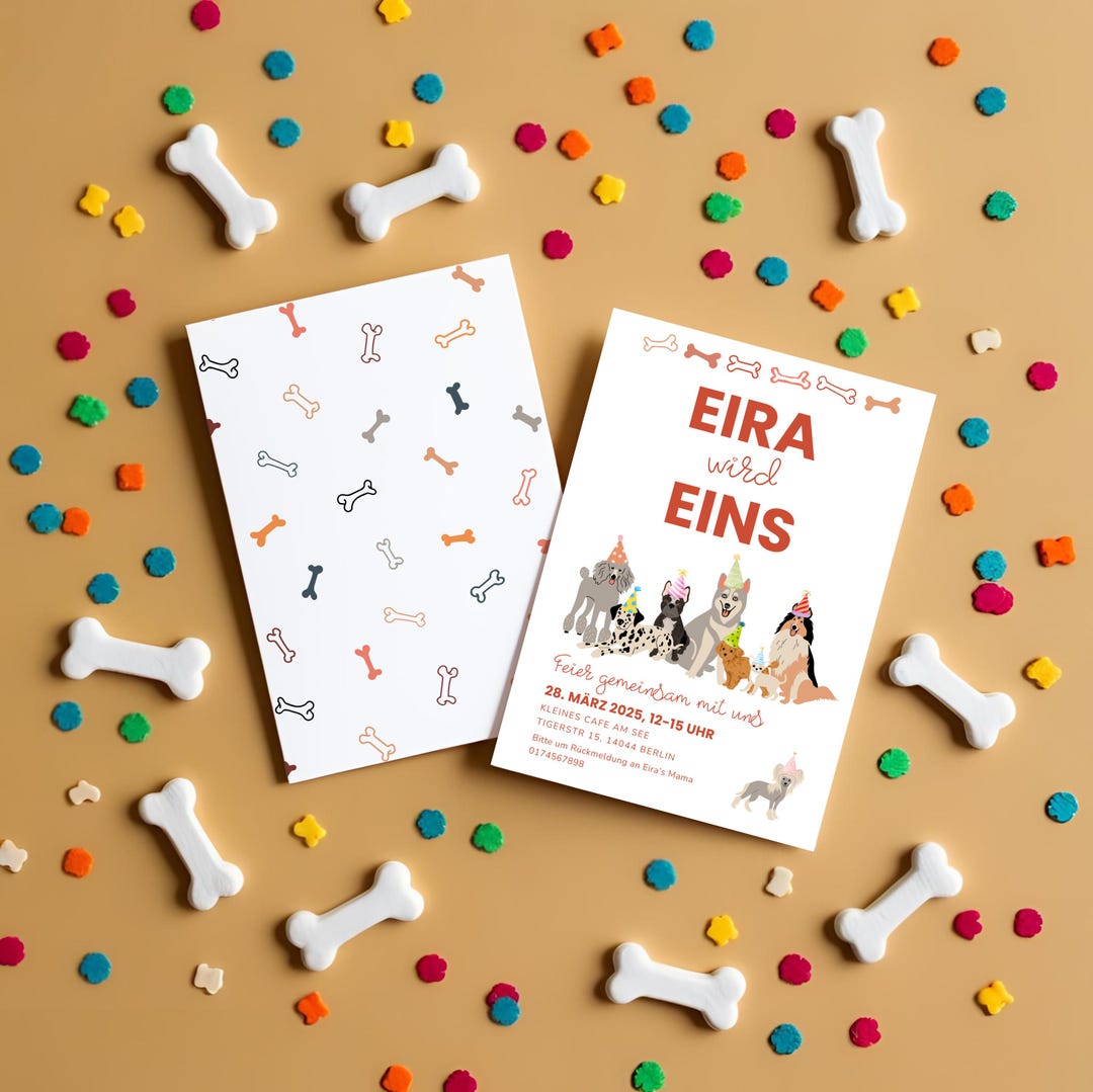 EDITABLE INVITATION German Dog Themed Birthday, Girl Boy Unisex Invite ...