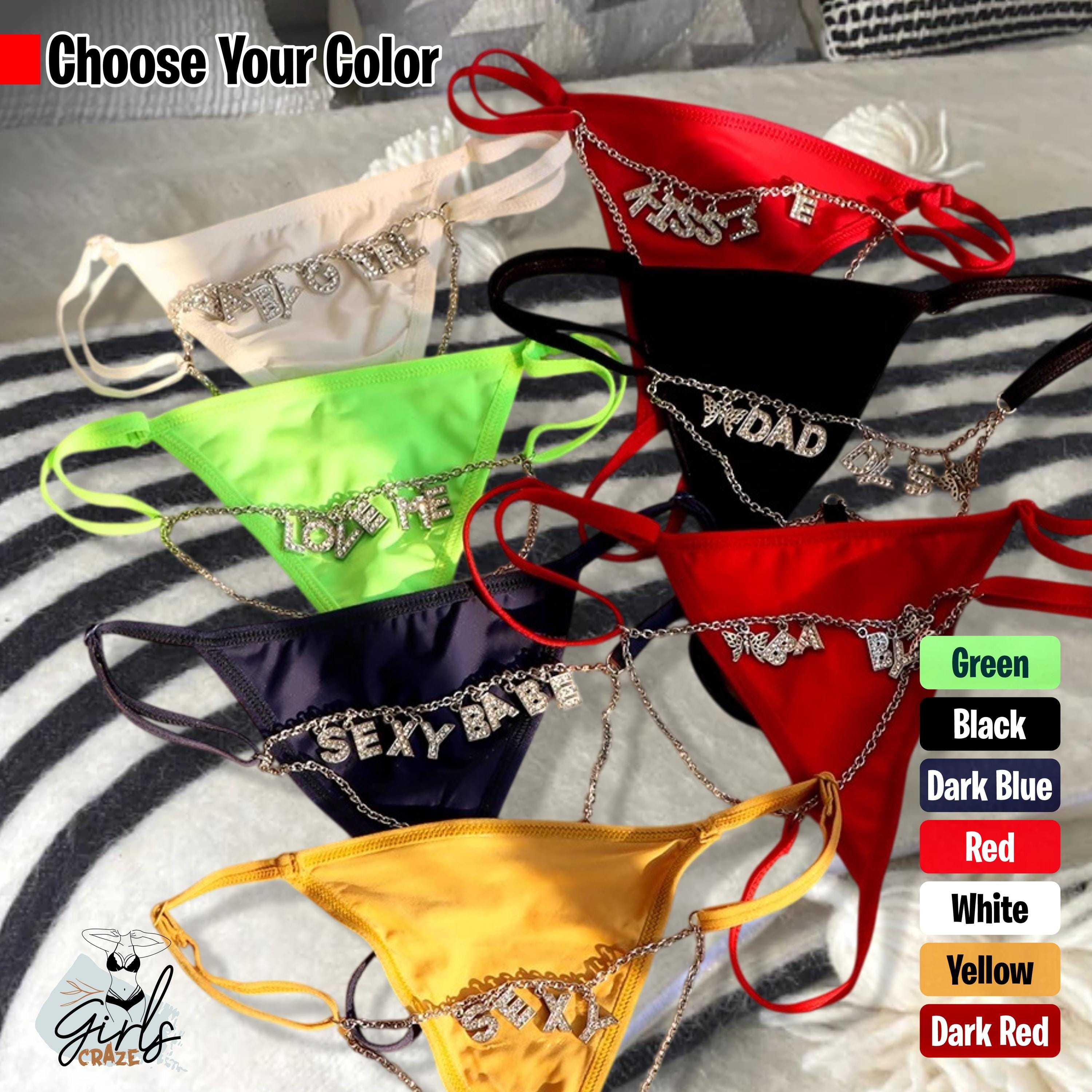 Personalized Chain Thong Custom Thong Bikini Crystal Name Thong Women ...