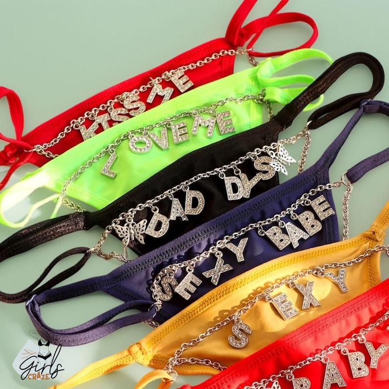 Custom Chain Thong Custom Thong Bikini Crystal Name Thong Women Custom ...