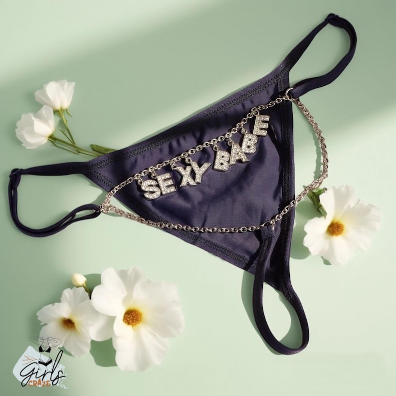 Custom Chain Thong Custom Thong Bikini Crystal Name Thong Women Custom ...