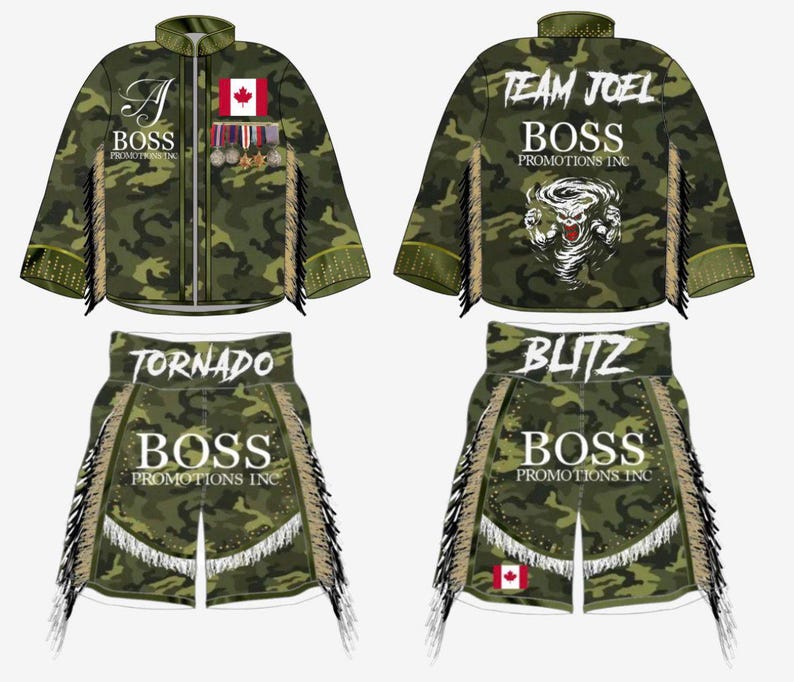 Custom Camo Boxing Robe and Shorts: Personalized Fighter Outfit - Etsy