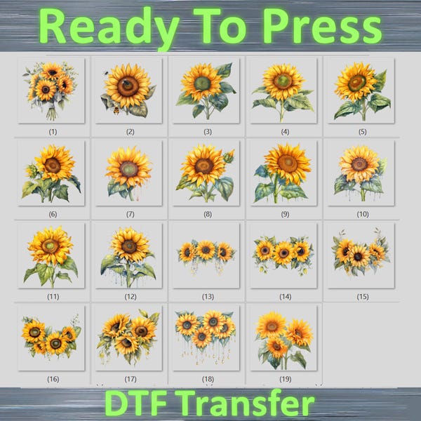 Sunflower Dtf Sheet - Etsy