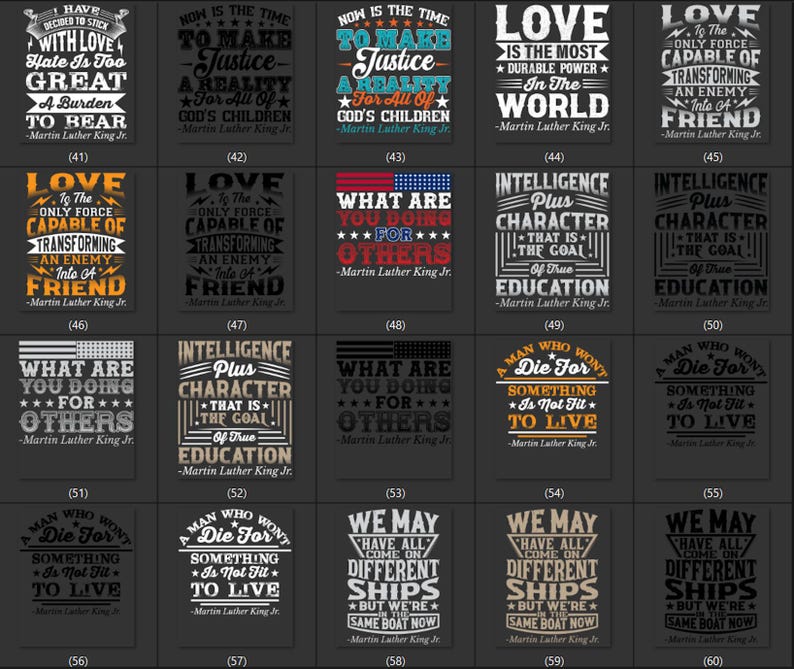 Martin Luther King Jr Quotes DTF Transfer Bundle Black History Month ...