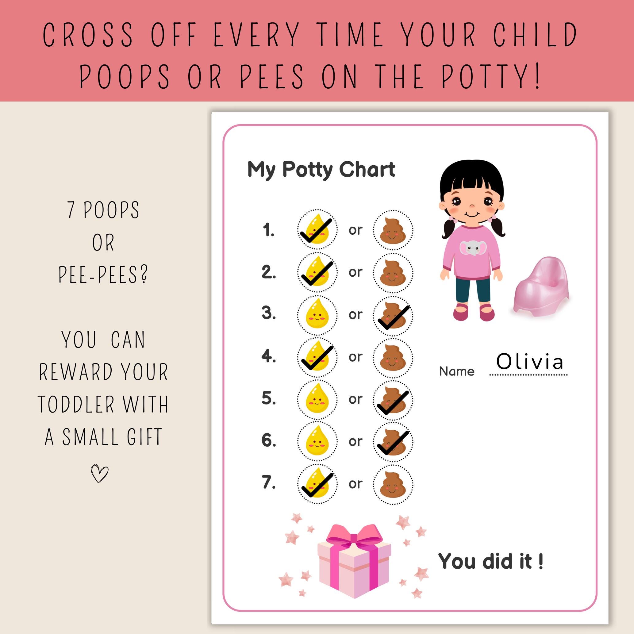 Printable Potty Chart for Kids * Toddler * Reward Chart * Fun ...