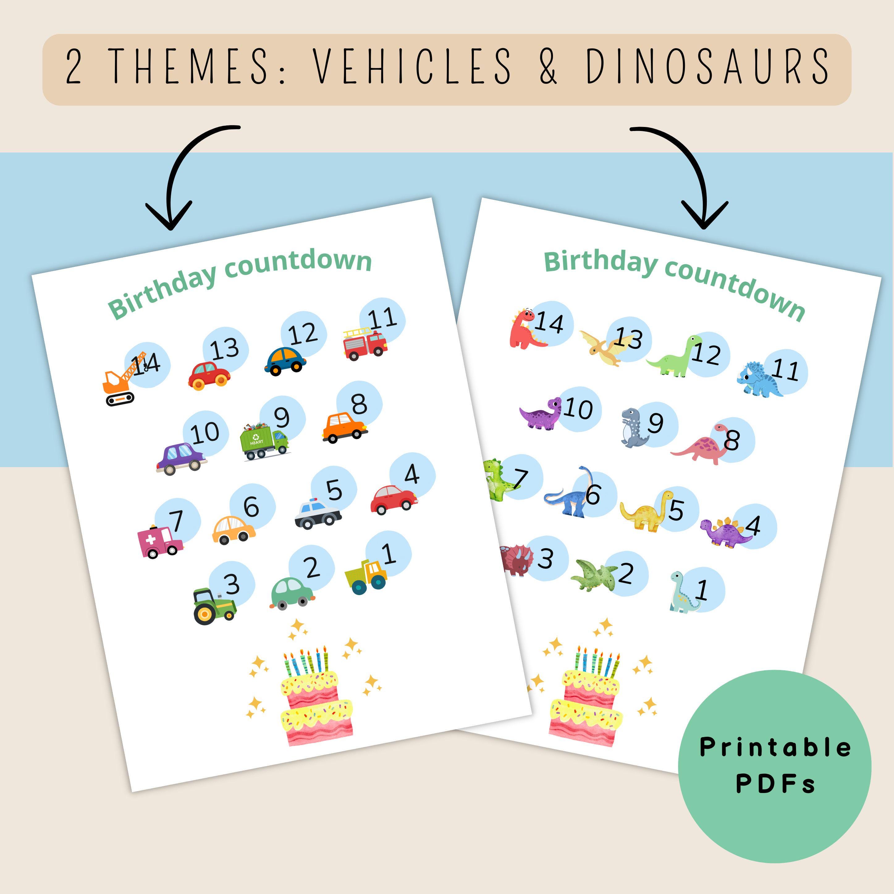 Printable Birthday Countdown Calendar for Kids * Two Colorful Designs ...