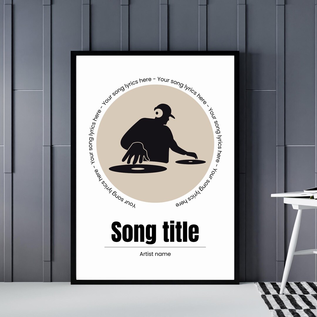 Personalized DJ Poster With Song Title & Lyric – Custom Music Print ...
