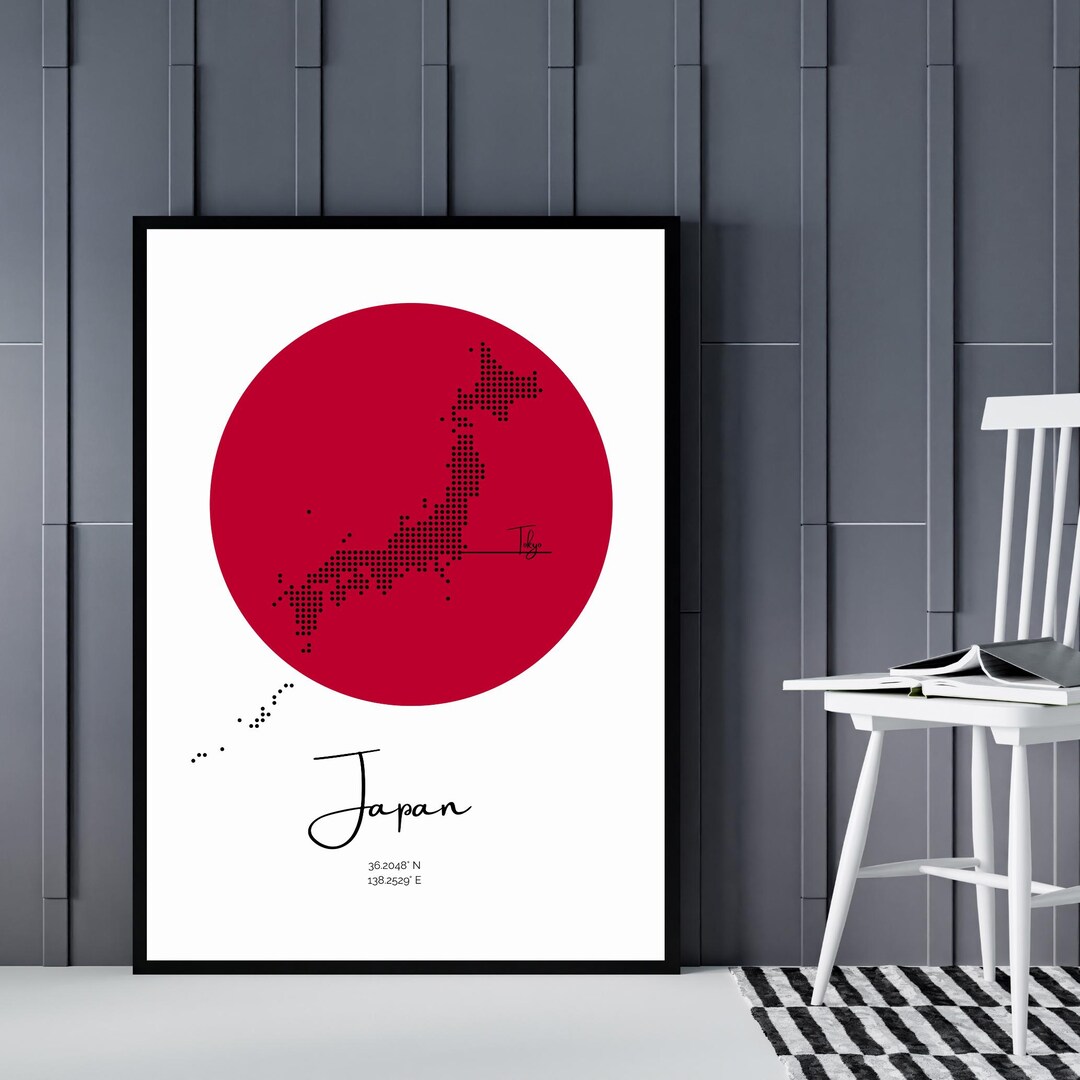 Japan Map Print, Japan Map Wall Art, Japan Map Poster, Countries Map ...