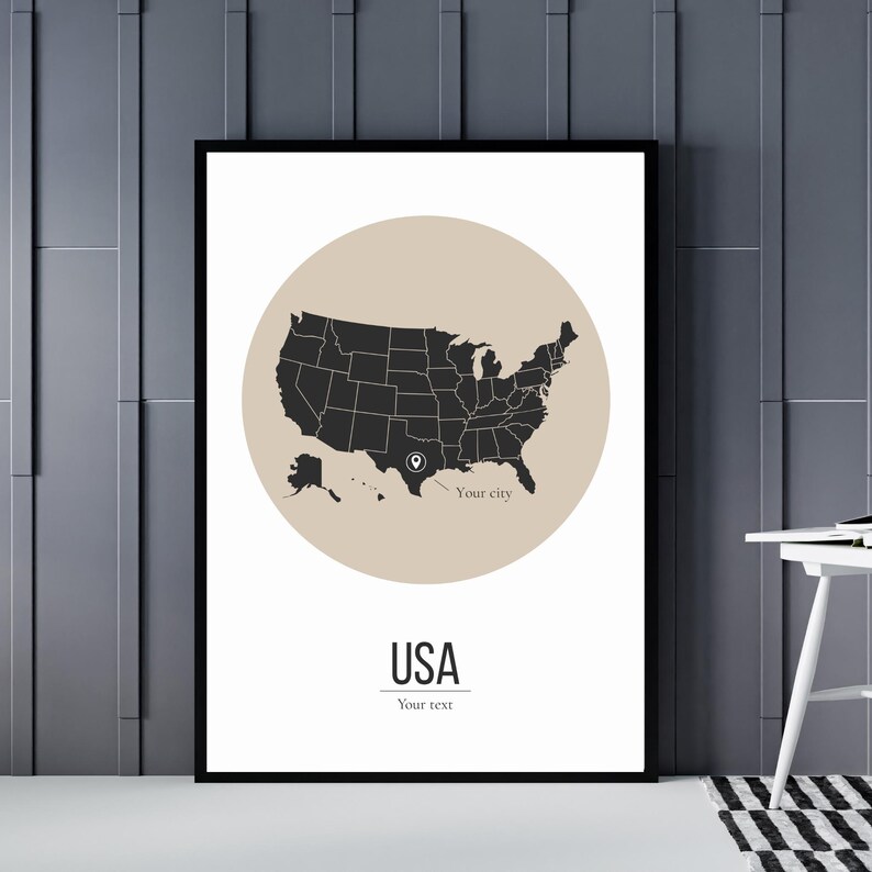 Custom USA Map Printable | USA Map Wall Art | Personalized Gift ...
