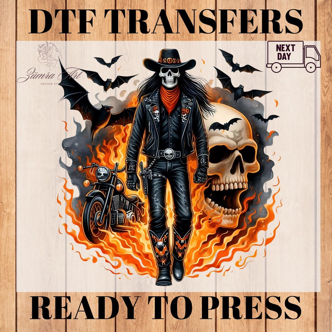 Motorcycle Halloween DTF Transfer: Ready to Press Iron-on Decal - Etsy
