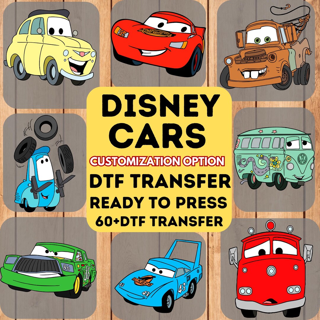 Disney Cars DTF Transfer : Ready to Press Pixar Lightning Mcqueen Tee ...