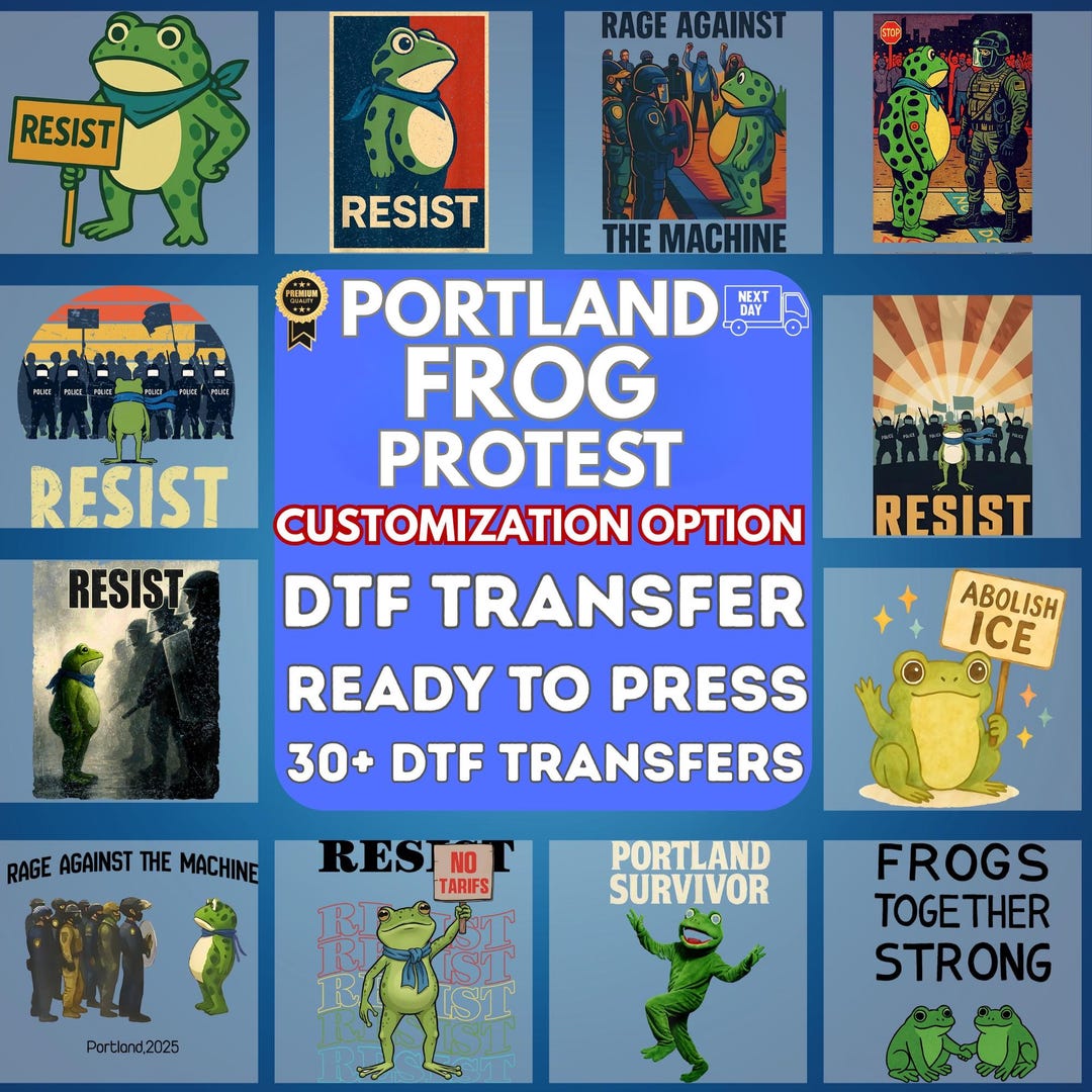 Portland Frog Protest DTF Transfer: Activism Shirt, Anti Fascism - Etsy