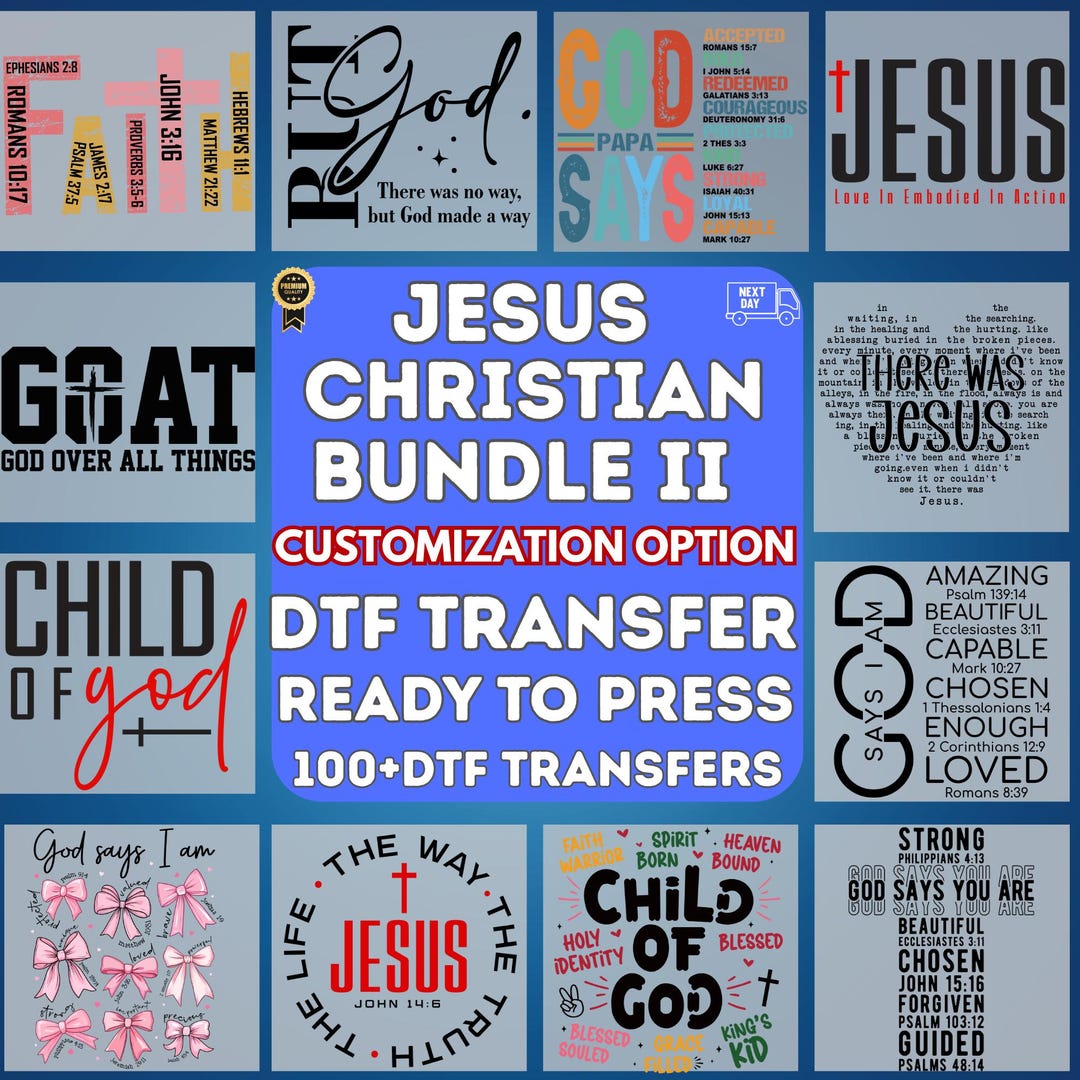 Jesus Christian Bundle DTF Transfer : Ready to Press Christian Jesus ...