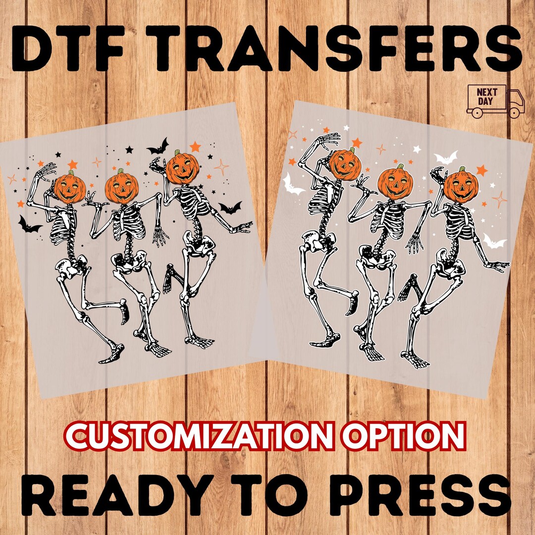 Halloween Dancing Skeleton DTF Transfer: Iron-on Tee Heat Press - Etsy
