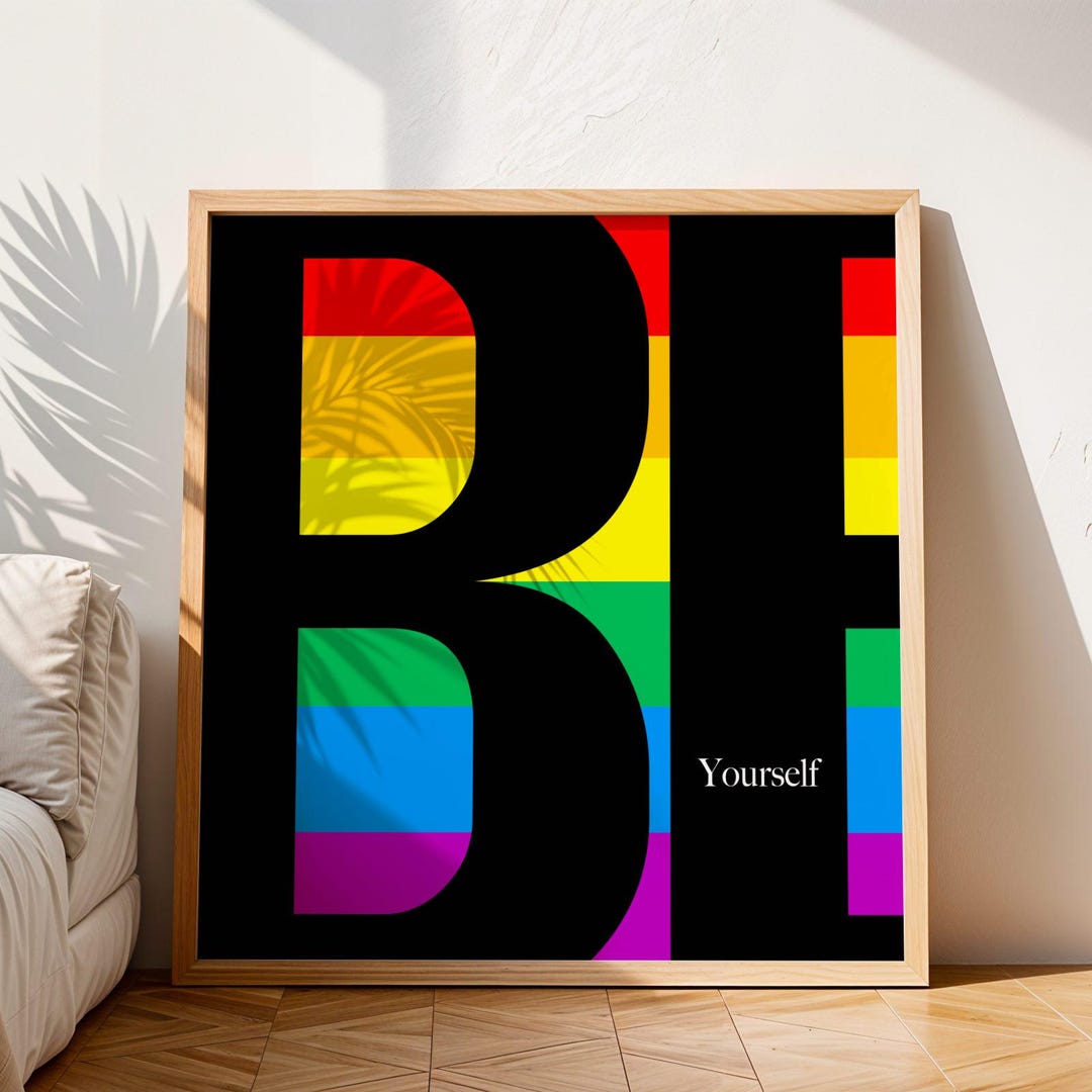 Pride Print | Be Yourself | 2 PRINTABLES | Inclusive Pride Flag | Pride ...