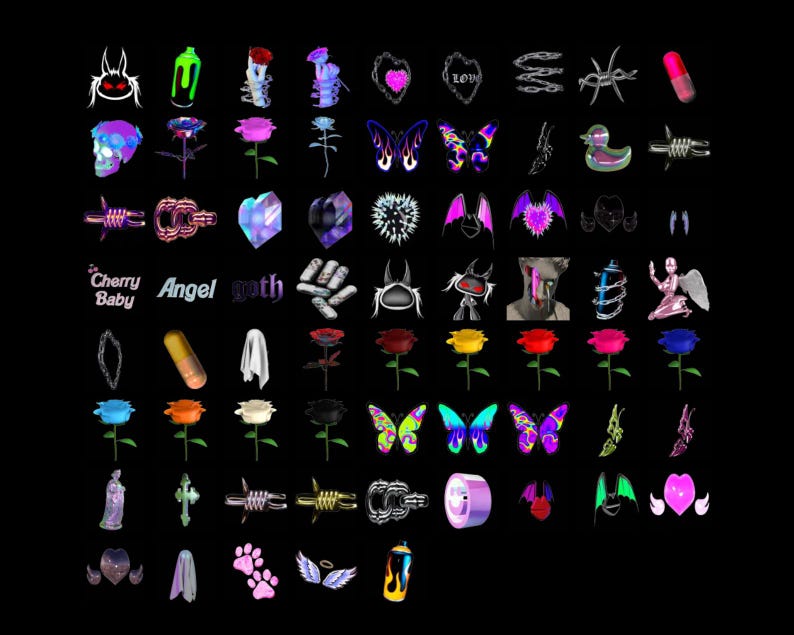 Black Gothic Emotes, Dark Thorn Emotes, Acid Emotes Bundle for Twitch ...