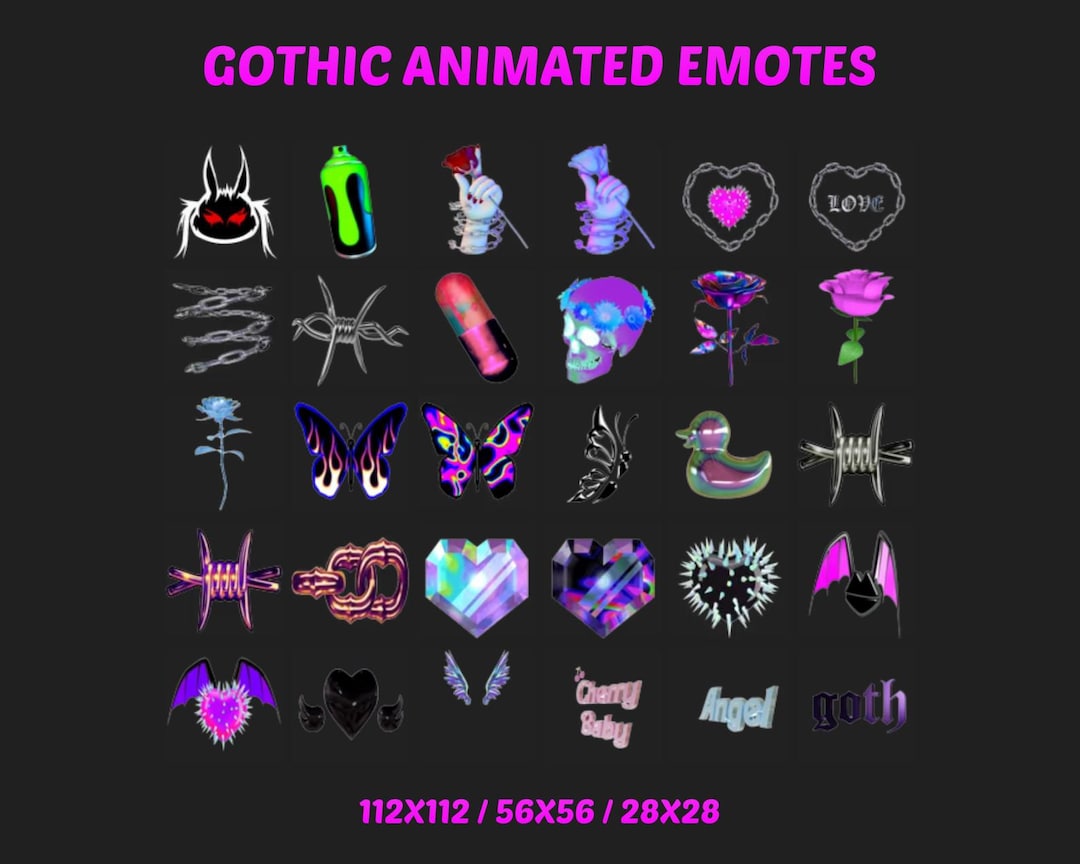 Black Gothic Emotes, Dark Thorn Emotes, Acid Emotes Bundle for Twitch ...