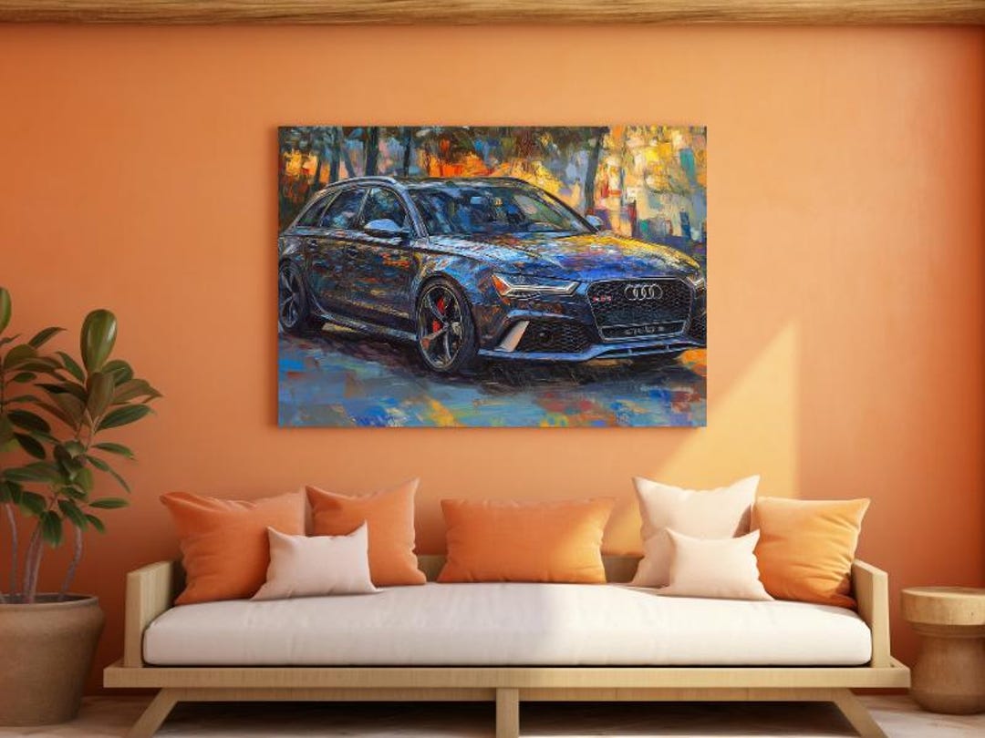 Audi RS6 Painting Vintage Car Art Oil on Canvas Style Motorsport Wall ...