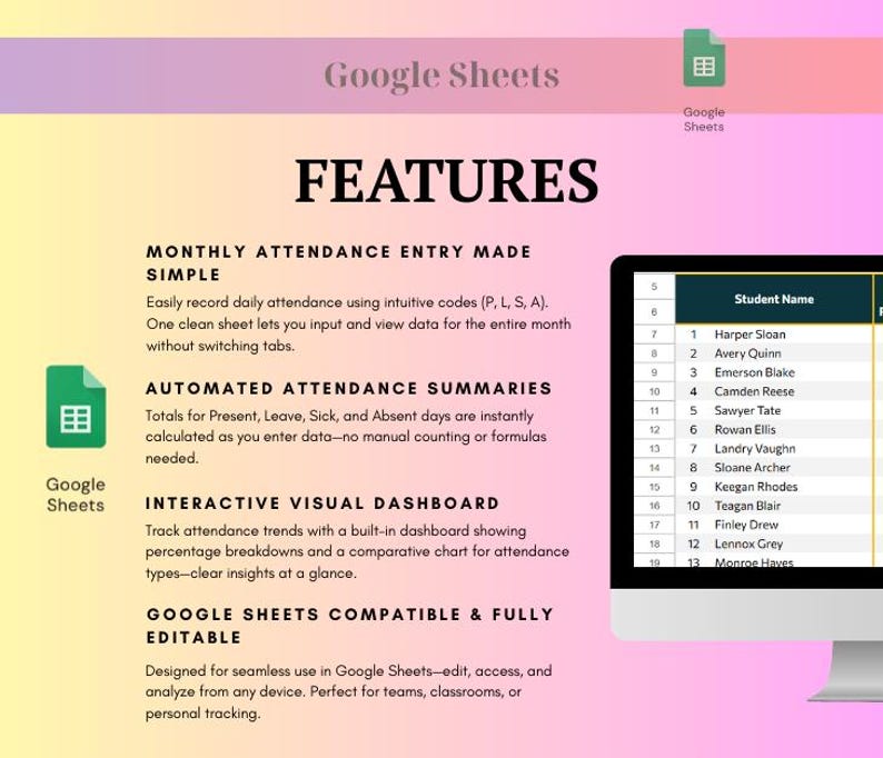 Employee Attendance Tracker: Google Sheets Template (digital Download ...
