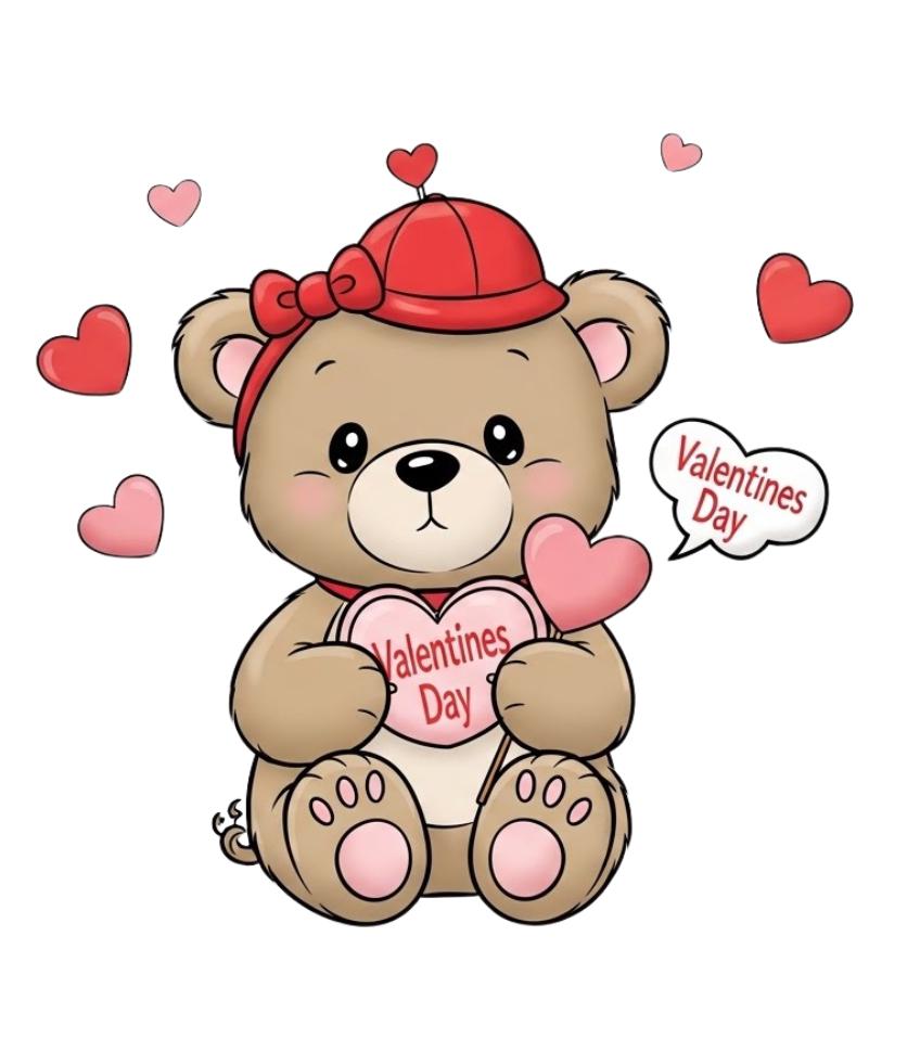 Teddy Bear Valentine Clipart - Cute Bear PNG With Valentine Elements - Etsy