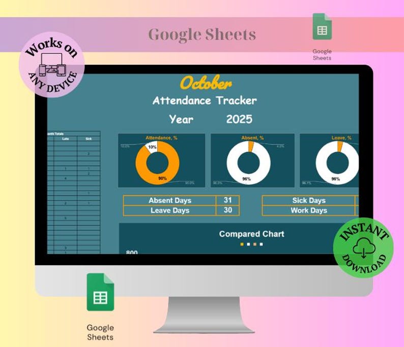 Employee Attendance Tracker: Google Sheets Template (digital Download ...