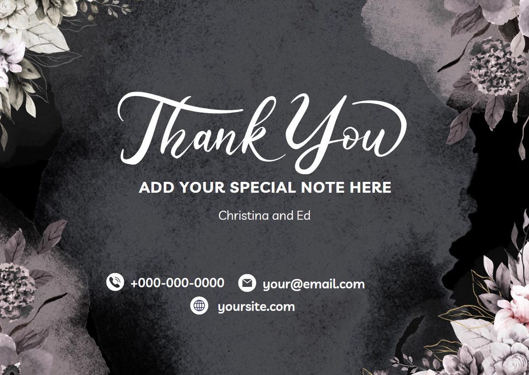 Thank You Card, Printable, Editable Thank You Note, Thank You Card ...