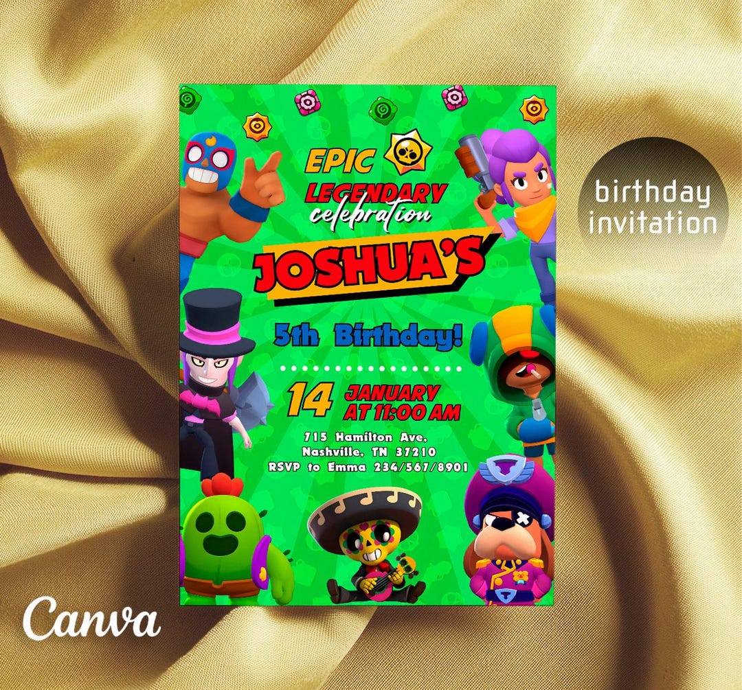 Brawl Stars Invitation, Gamer Invite, Printable Editable Video Game ...