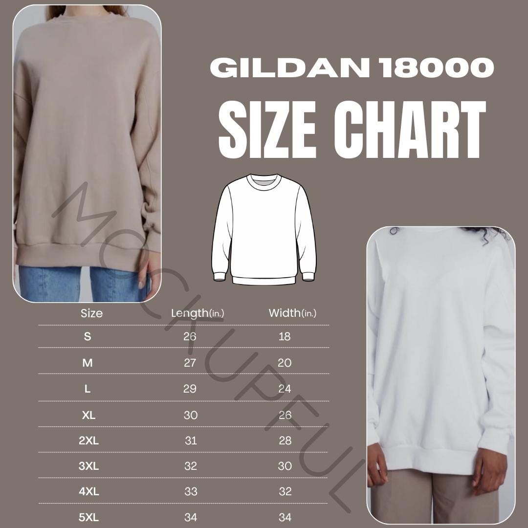 Gildan 18000 Size Chart Video, Gildan Crewneck Size Guide, Oversized ...