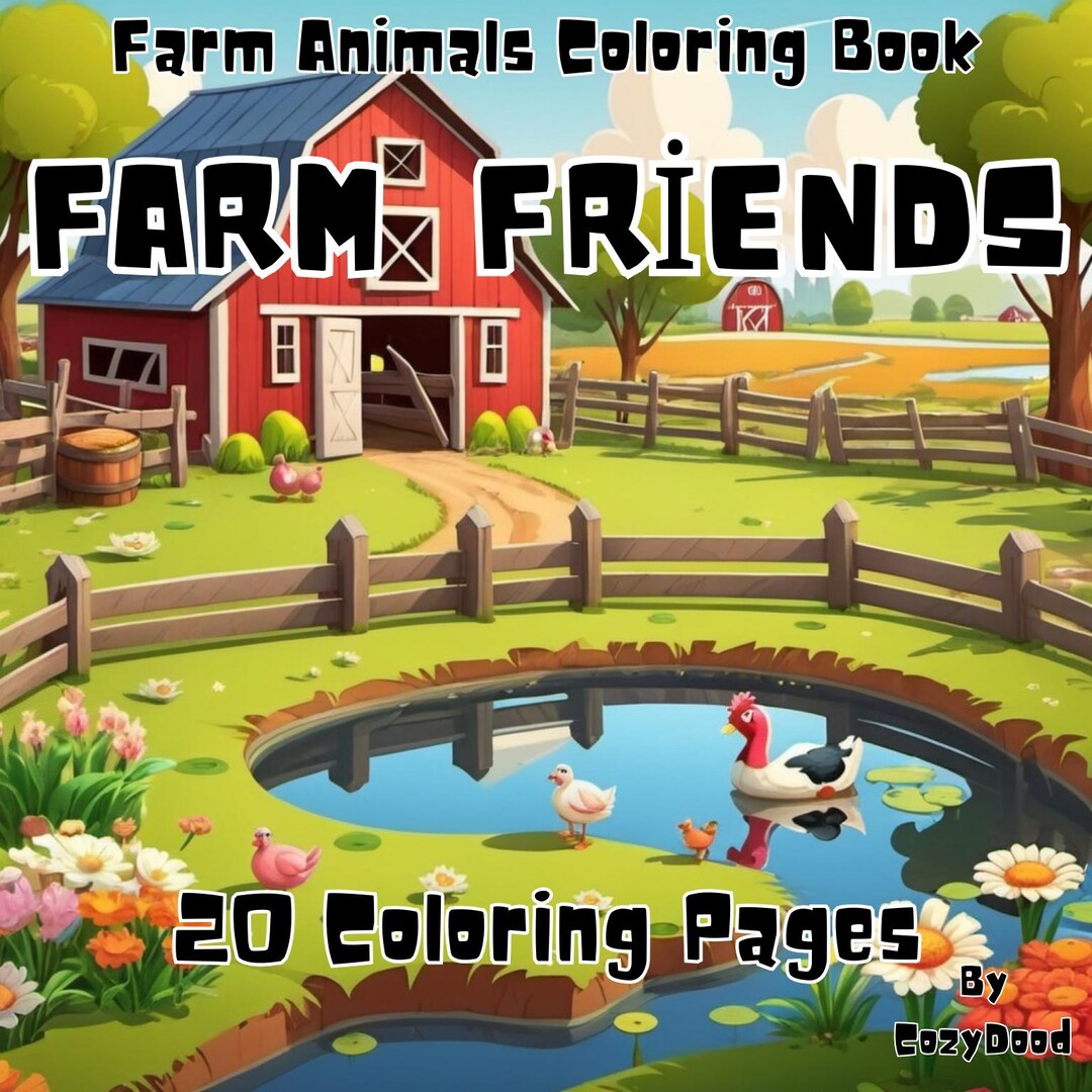 Farm Friends: 20 Farm Animals Digital Coloring Pages for the Kids ...