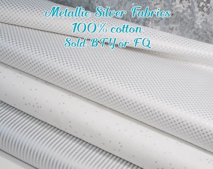 Metallic Silver Cotton Fabrics by Riley Blake Yard or Fat Quarter ...