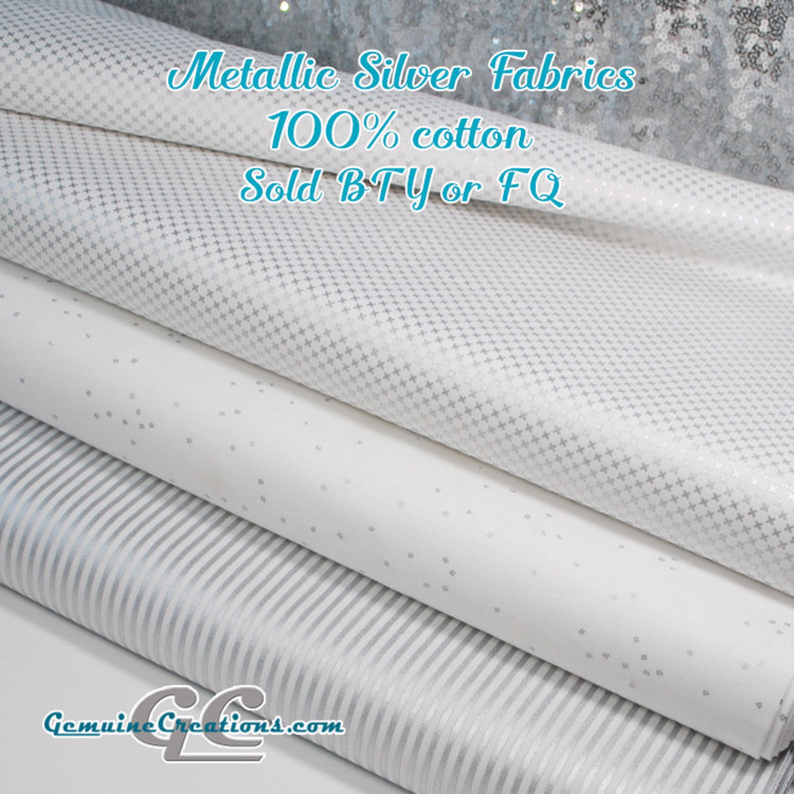 Metallic Silver Cotton Fabrics by Riley Blake Yard or Fat Quarter ...