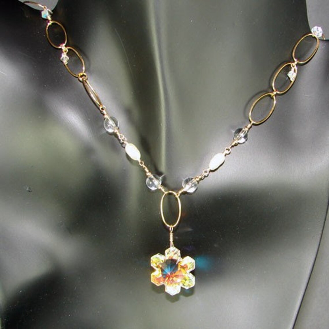 Golden snowflake Necklace Swarovski Crystal Snowflake Pendant | Etsy
