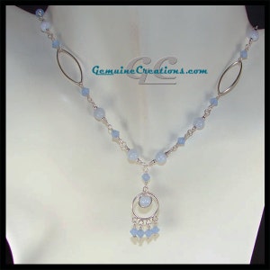 Polar Ice Necklace Blue Lace Agate Gemstones, Blue Opal Swarovski ...
