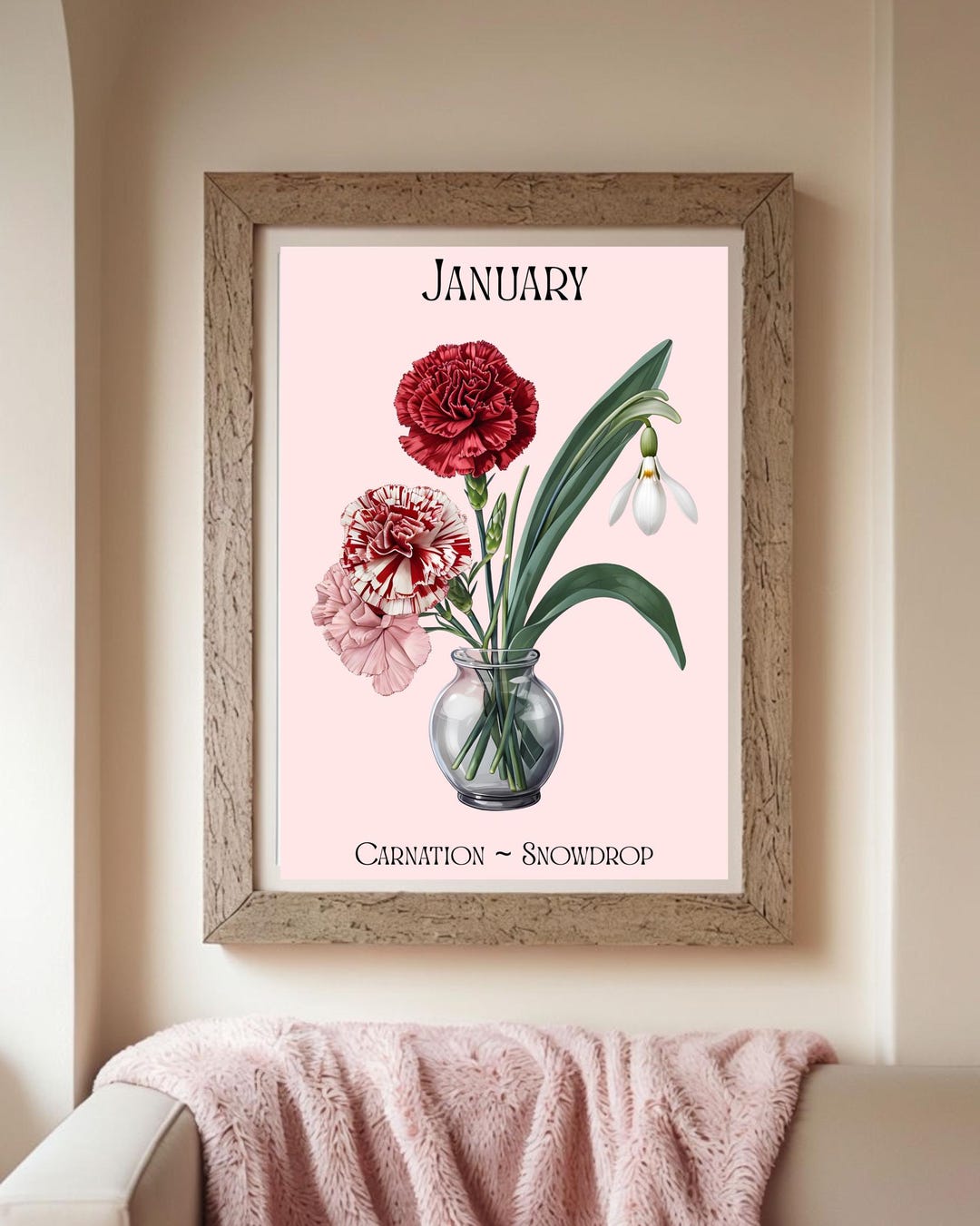 January Birth Flower Poster, Wall Art Print for Home Decor, Birth Month ...