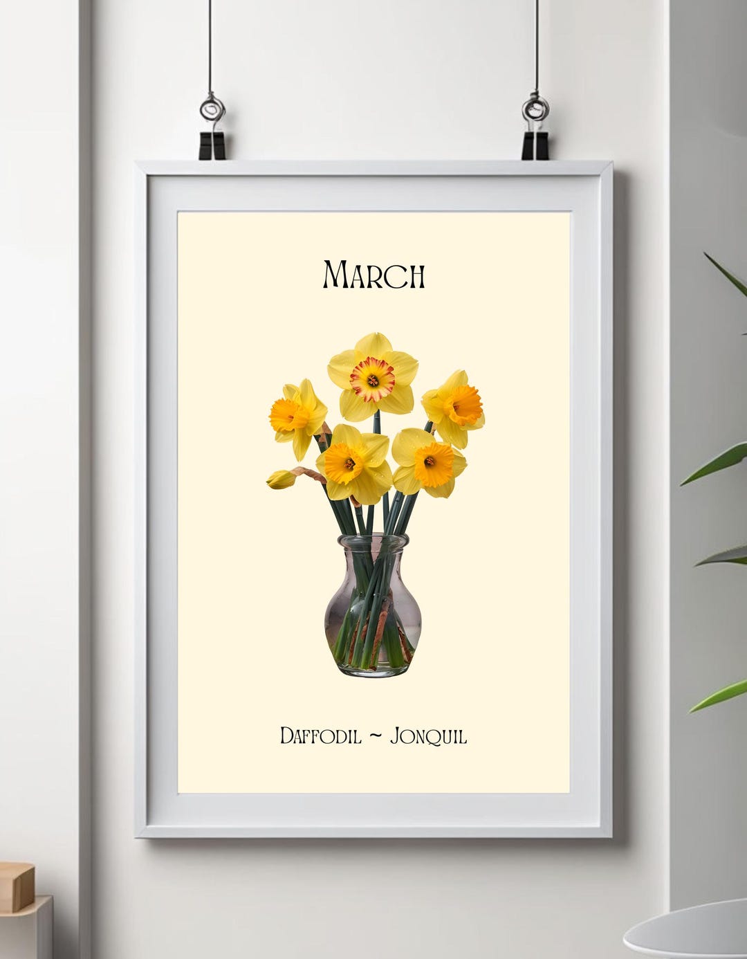 March Birth Flower Poster | Daffodil Art | Jonquil Illustration | March ...