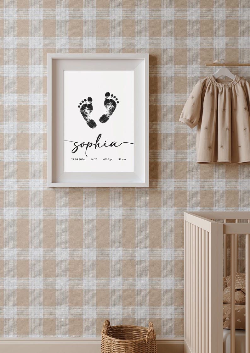 Personalized Baby Footprint Art Print: Newborn Keepsake (digital ...
