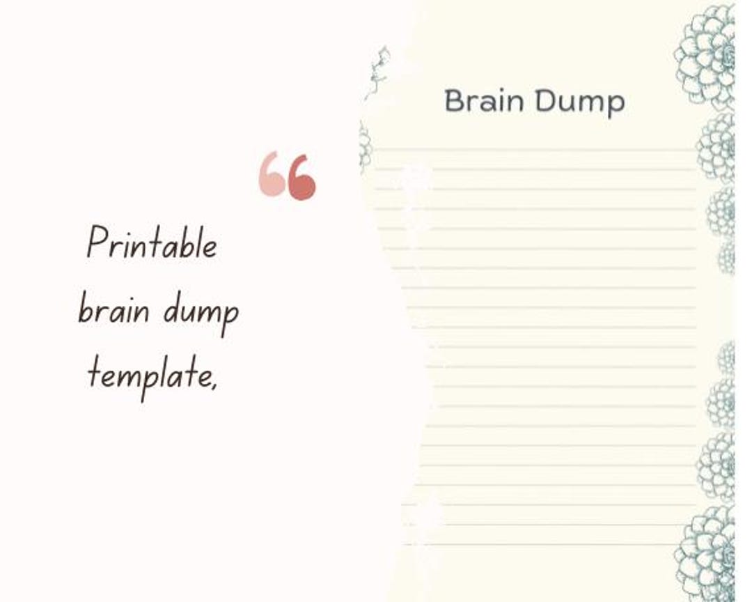 Brain Dump Template, Printable Digital, Notion Excel PDF, Brain Dump ...