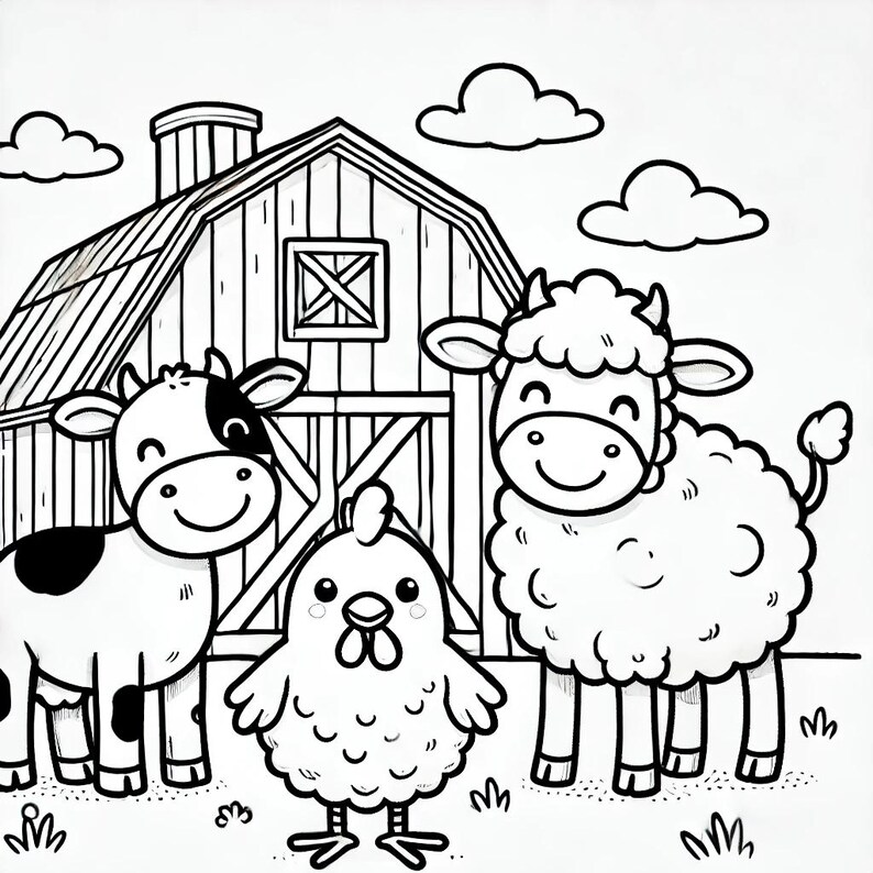 Printable Cute Animal Coloring Pages for Kids Fun Digital Download ...