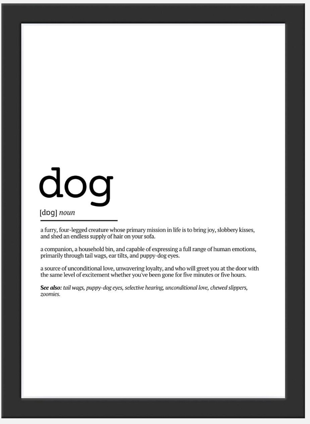 Funny Dictionary Definition Digital Print for Home - Dog - Etsy