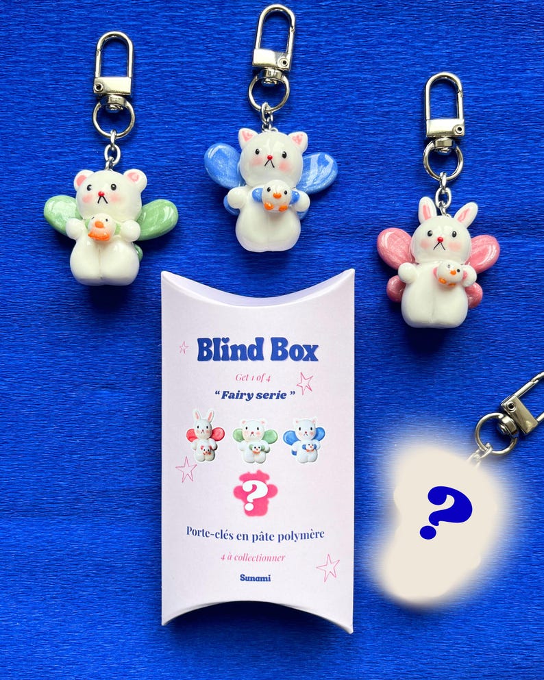 Polymer Clay Blind Box, 4 Collectible Keychains. 1 Keychain per Box ...